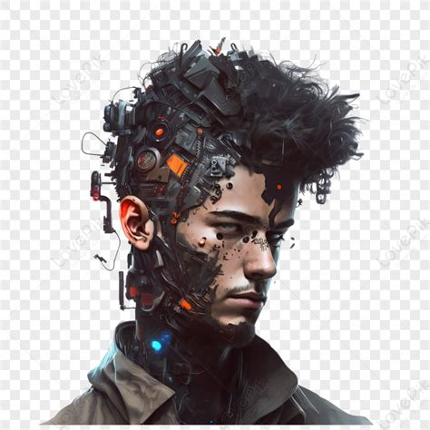 패션 기술 미래 사이버 펑크 스타일 게임 영화 캐릭터 초상화 모델링모던포트레이트 Png 일러스트 무료 다운로드 Lovepik