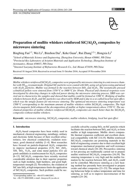 Pdf Preparation Of Mullite Whiskers Reinforced Sic Al2o3 Composites By Microwave Sintering
