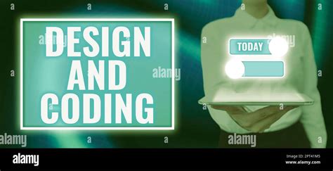 conceptual display design and coding word written on html and