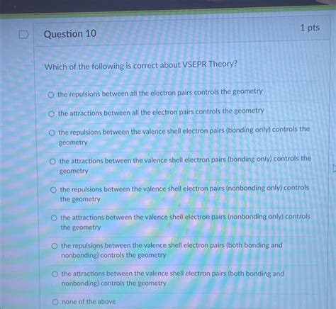 Solved Which Of The Following Is Correct About Vsepr Theory