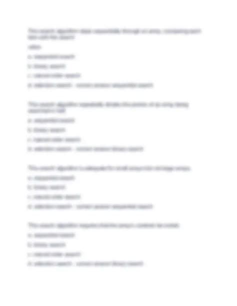 Sorting And Searching Algorithms Qanda For Exam Prep Exams Mathematics