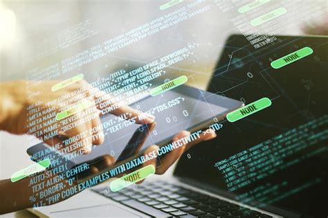 premium photo double exposure of abstract programming language