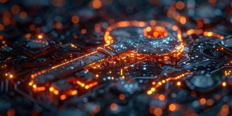 Digital Key A Glowing Metallic Key Placed On A Circuit Board Symbolizing Digital Access And