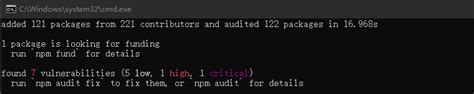 Found 7 Vulnerabilities 5 Low 1 High 1 Critical Run `npm Audit Fix` To Fix Them Or `npm