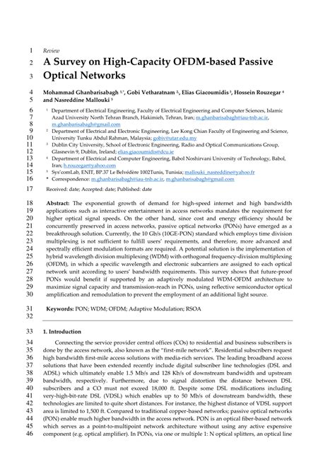 Pdf A Survey On High Capacity Ofdm Based Passive Optical Networks