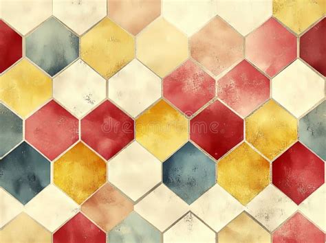 Colorful Hexagonal Tiles Creating Retro Design Background Stock Illustration Illustration Of