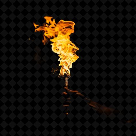 Premium Psd Png Torchlight Fire With Handheld And Portable Flames Creating A Neon Texture