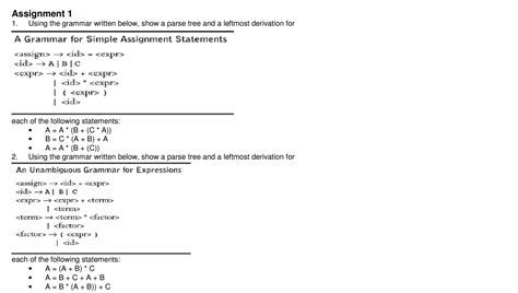 Solved Assignment 1 1 Using The Grammar Written Below Show