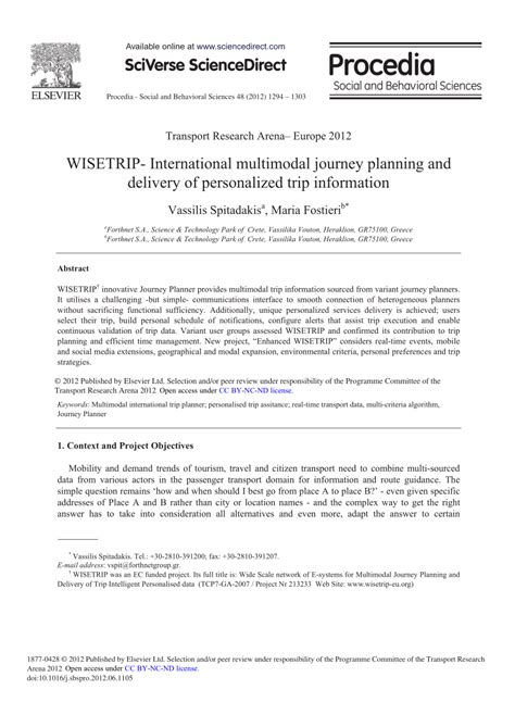 Pdf Wisetrip International Multimodal Journey Planning And Delivery Of Personalized Trip