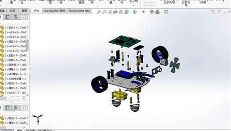 智能循迹小车 solidworks 2018 模型图纸下载 懒石网