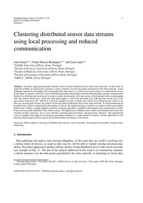 PDF Clustering Distributed Sensor Data Streams Using Local Processing And Reduced Communication