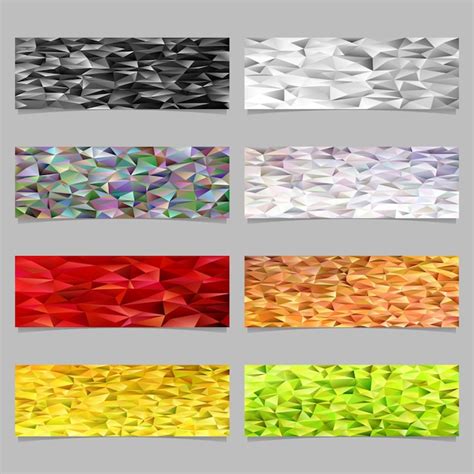 Free Vector Polygonal Irregular Triangle Tile Mosaic Card Background Set Modern Vector