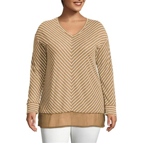 Just My Size Just My Size Plus Size Womens Lightweight V Neck Tunic