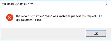 about computer the server dynamicsnav80 was unable to process the