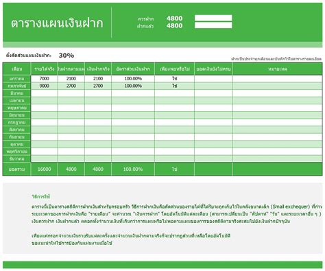 Excel Of ตารางแผนเงินฝาก Xlsx Wps Free Templates