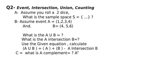 Solved Q Event Intersection Union Counting A Assume Chegg