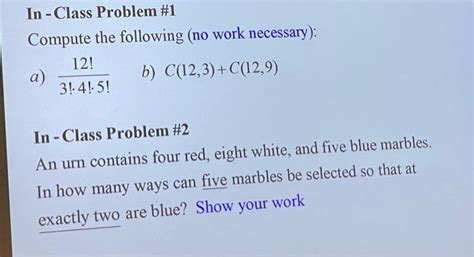 Solved In Class Problem 1 Compute The Following No Work