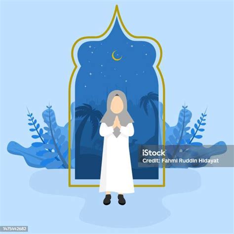 모스크 실루엣과 무슬림 캐릭터 이드 무바라크 인사말 포스터 초대장 템플릿 소셜 미디어 등이 있는 이드 무바라크 일러스트 이드