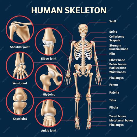 Premium Vector Realistic Human Skeleton Infographic 3d Male Body