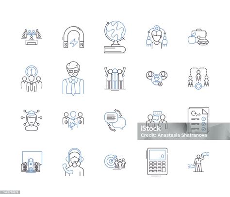 워크샵 및 세션은 아이콘 모음을 설명합니다 워크샵 세션 교육 개발 학습 교육 기술 벡터 및 일러스트레이션 개념 세트 지식 네트워킹 협업 선형 표지판 가입서에 대한 스톡 벡터