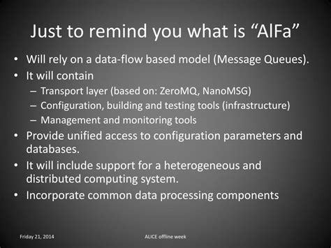 PPT Status And Roadmap Of The AlFa Framework PowerPoint Presentation ID