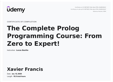 Xavier Francis On Linkedin Completing The Complete Prolog Programming