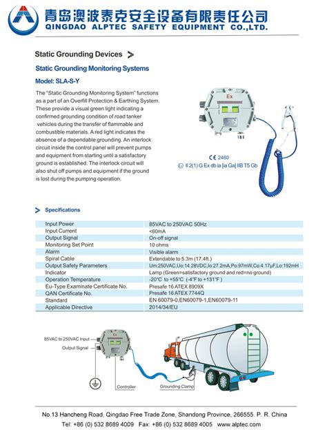 ATEX Approved Static Grounding Control Device SLA S Y Static