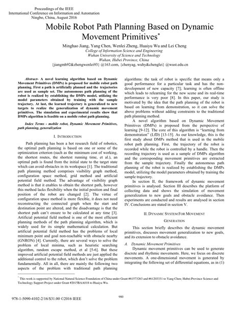 PDF Mobile Robot Path Planning Based On Dynamic Movement Primitives