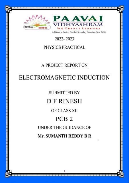 Physics Investigatory Electromagnetic Induction Class Xii Pdf