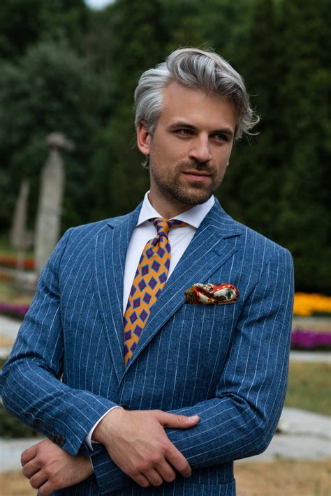 Niebieski Garnitur W Prążek Na ślub W Stylu Boho Sklep Miler Menswear Klasyczna Moda Męska