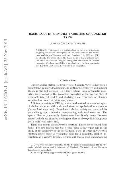 Pdf Basic Loci In Shimura Varieties Of Coxeter Type