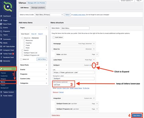 Callout Button In Menu Pro Tip Gotsport Club Website Support