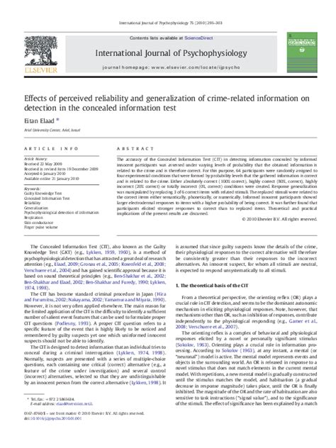 Pdf Effects Of Perceived Reliability And Generalization Of Crime