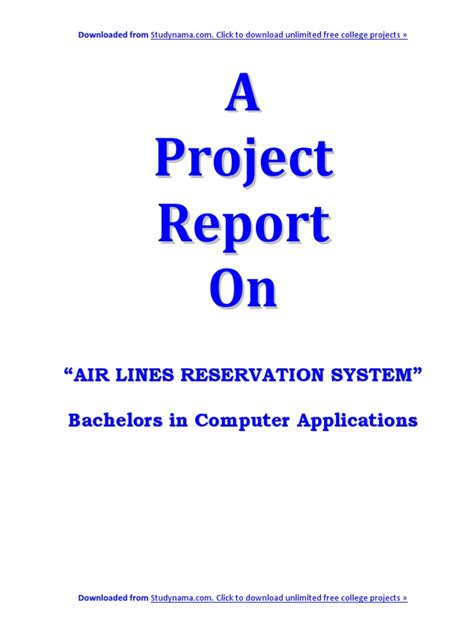Bca Project Java And Oracle Airline Reservation System Pdf Report