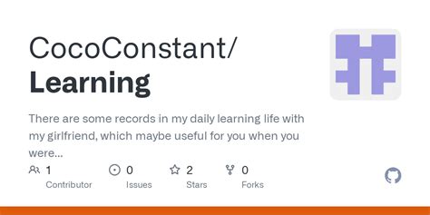 GitHub CocoConstant Learning There Are Some Records In My Daily Learning Life With My