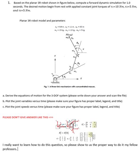 1 Based On The Planar 3r Robot Shown In Figure