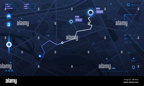 Map Navigation Interface Mobile App Dashboard With City Map And Street Plan Location Tracking