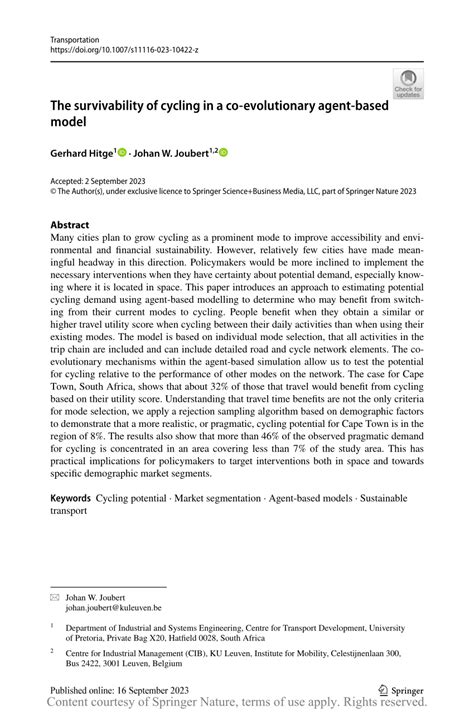 The Survivability Of Cycling In A Co Evolutionary Agent Based Model Request PDF