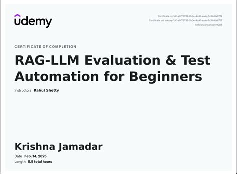 Ai Llm Testautomation Machinelearning Rag Rahulshetty Udemy Krishna Jamadar