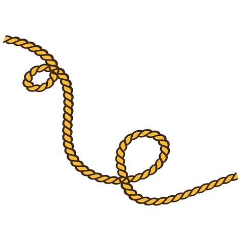 로프 아이콘 손으로 그려진 로프의 노란색 스케치 터 형태의 은 가닥 코드와 루프 프리미엄 벡터