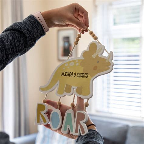 Personalised Name O Saurus Roar Dinosaur Sign By Mirrorin