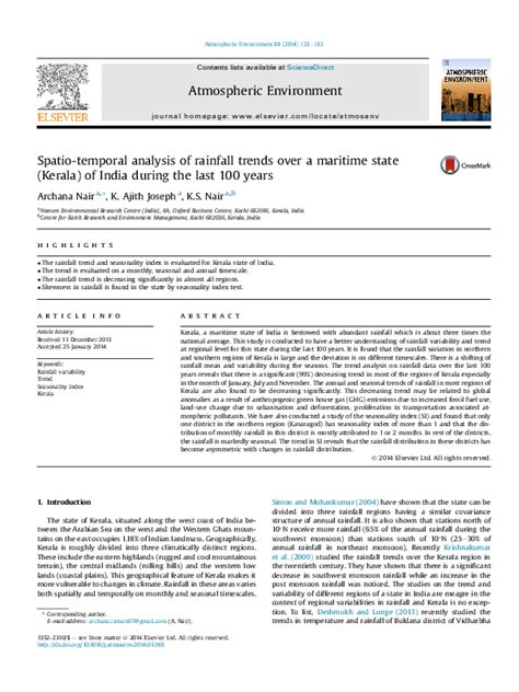 Pdf Spatio Temporal Analysis Of Rainfall Trends Over A Maritime State