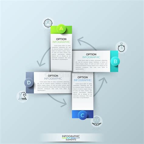 Infographic Design Template With 4 Rectangular Elements Stock Vector