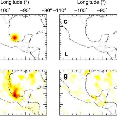 one point spread function test at 350 km offshore mexico a d the input