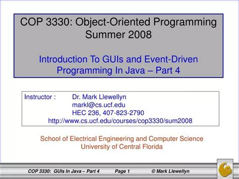 Ppt Cop 3330 Object Oriented Programming Summer 2008 Powerpoint Presentation Id6916721