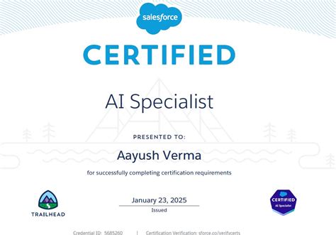 Salesforcecertified Ai Aispecialist Salesforce Aayush Verma