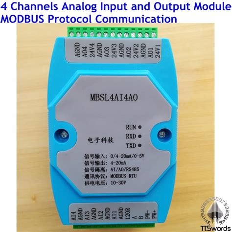 Analog Input And Output Module Channels Bit AD DA Isolated AI AO RS MODBUS Protocol