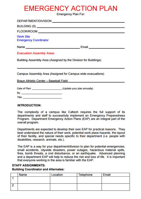 15 Emergency Action Plan Template Wordexcel Pdf
