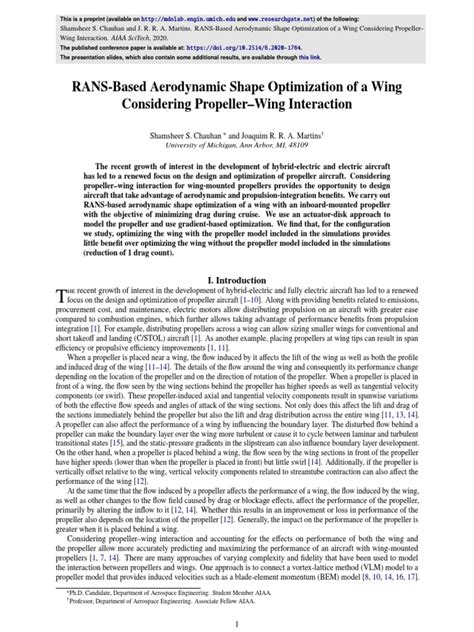 rans based aerodynamic shape optimization of a wing considering
