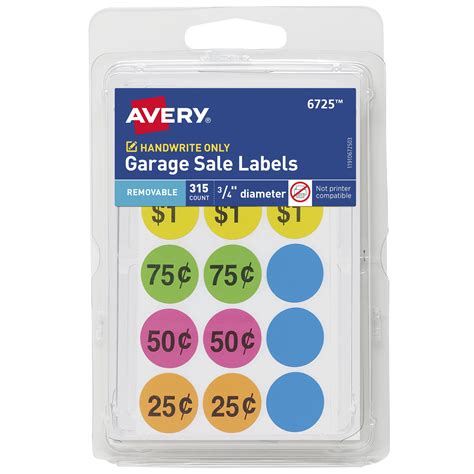 Avery Garage Sale Stickers 34 Round Stickers Assorted Colors Non